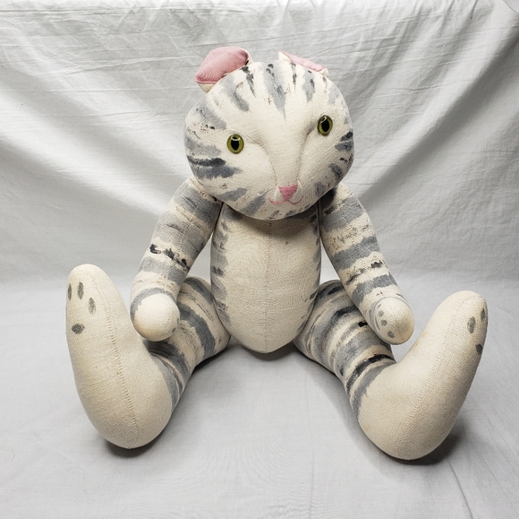 Vintage | Accents | Vintage Handmade Stuffed Painted Fabric Tabby Cat ...